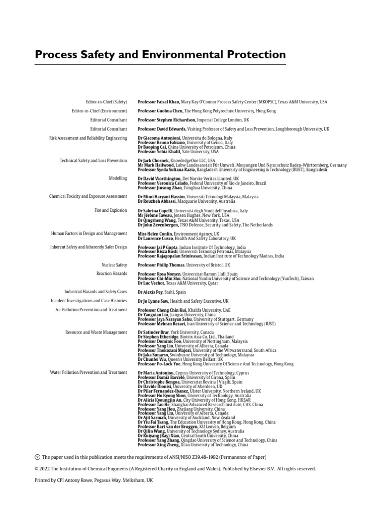 Inside Front Cover - 2022 - Process Safety and Environmental Protection ...