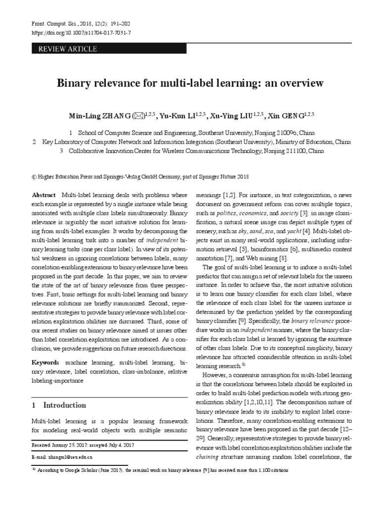 Binary Relevance in Multi-Label Learning | PDF | Statistical Classification | Machine Learning
