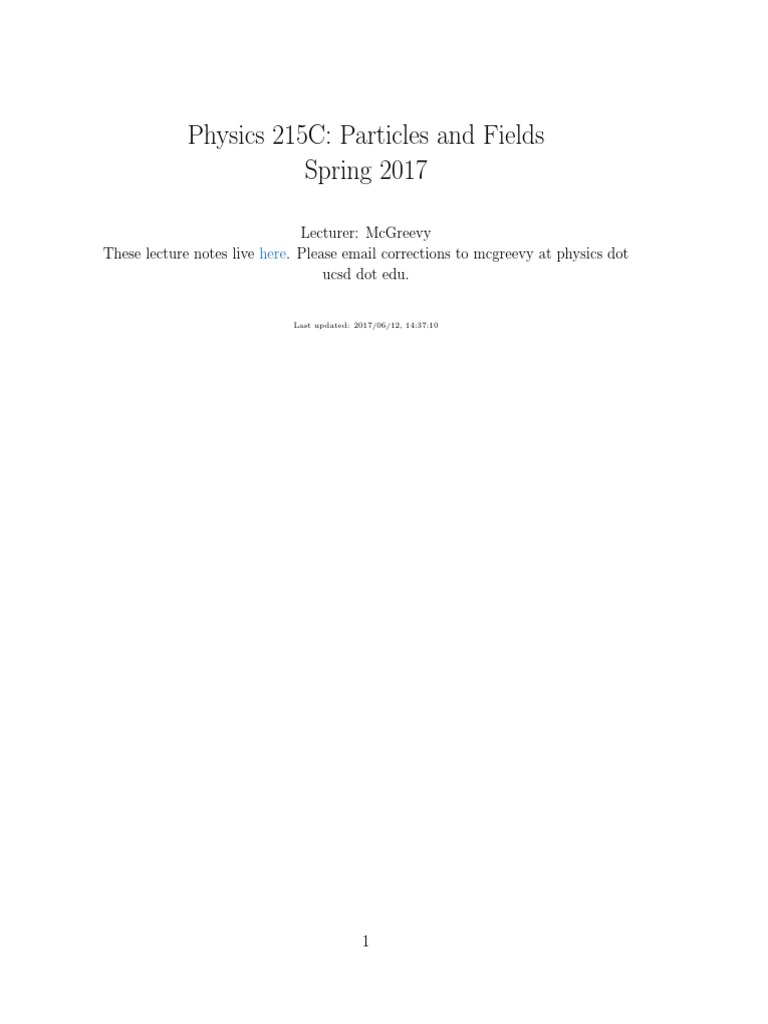 2017 215C Lectures | PDF | Quantum Field Theory | Particle Physics