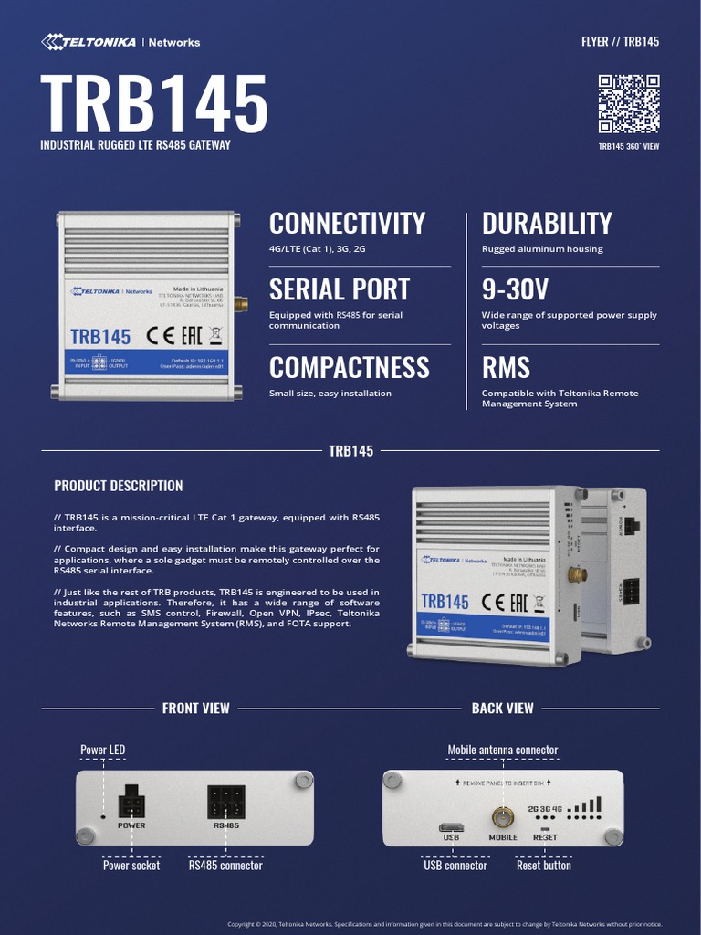 TRB145 Flyer-V1.1 | PDF | Internet Protocol Suite | Transmission ...