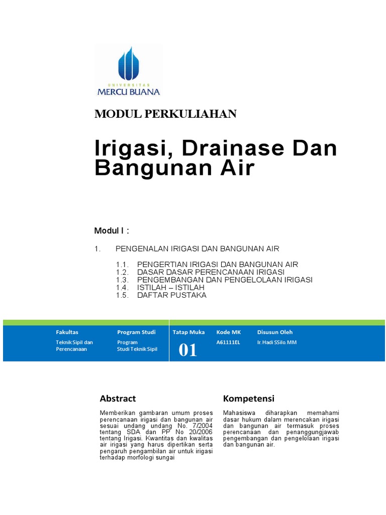 Modul I Perencanaan Irigasi Drainase | PDF