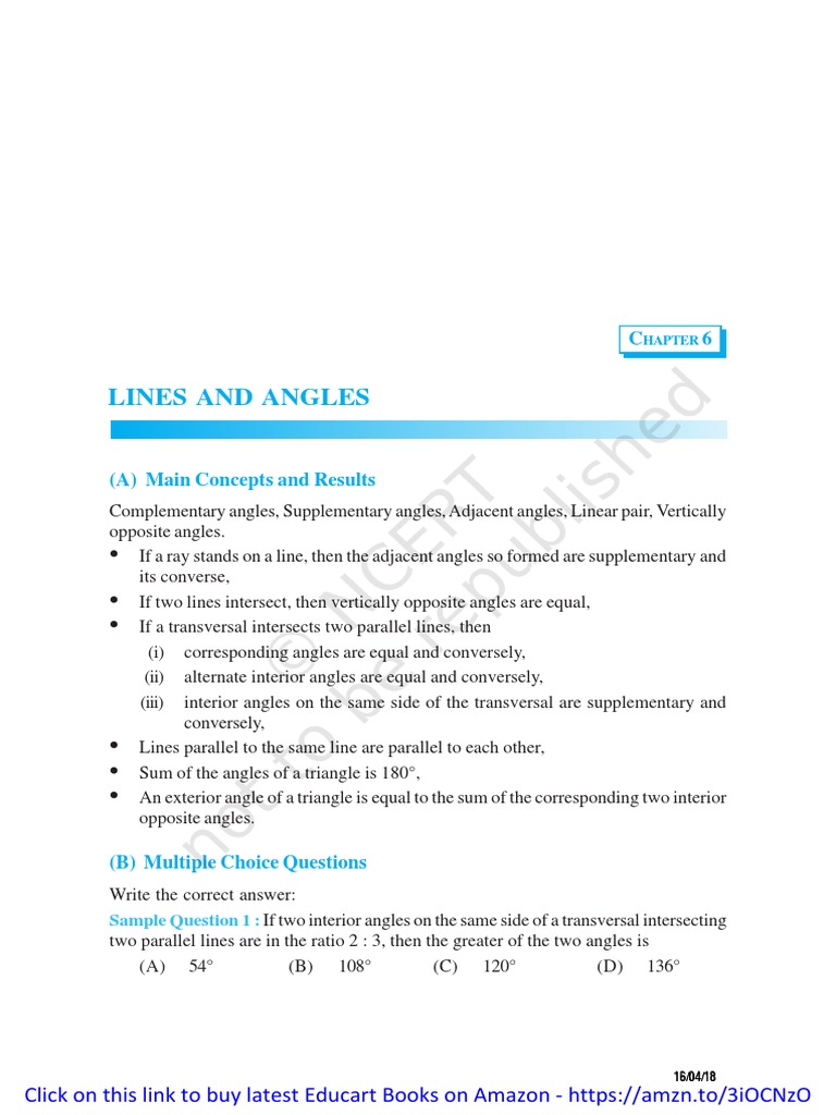 Lines and Angles | PDF | Triangle | Euclidean Plane Geometry