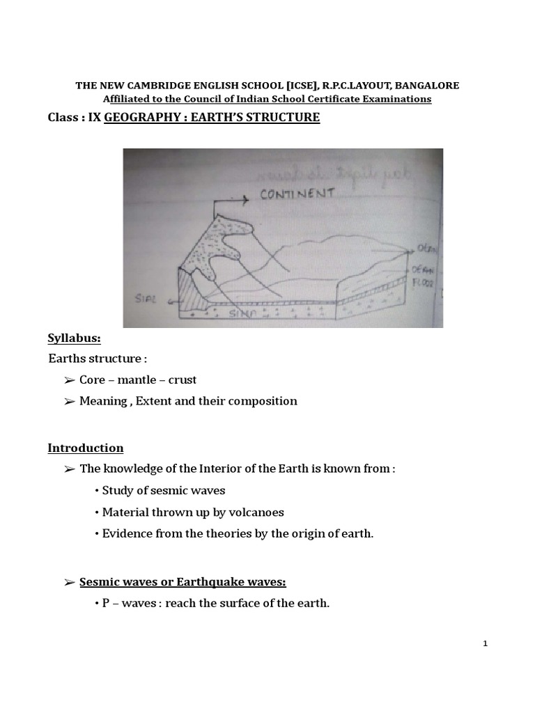 9 - Geo - Earths Structure Notes | PDF | Earth | Geology