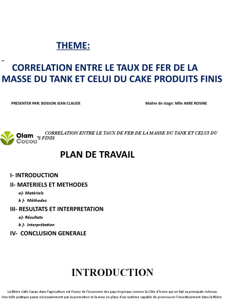 Corrélation Fer: Masse vs Cake Finis | PDF | Industrie alimentaire ...