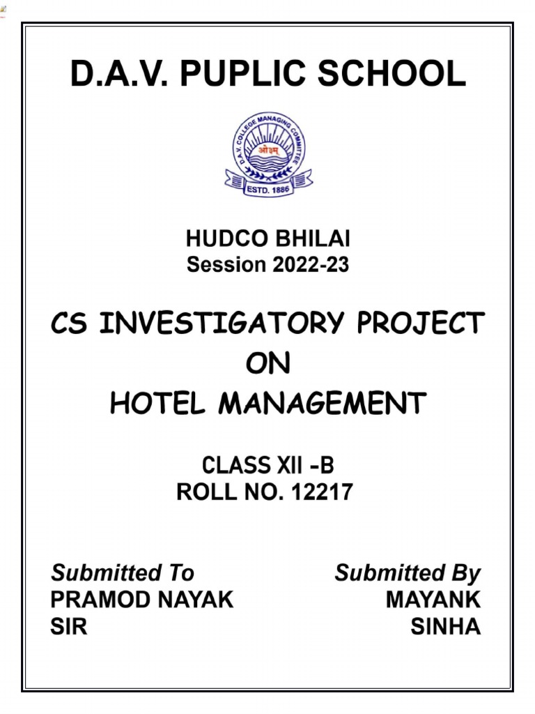 Cs Investigatory Project Front Page | PDF