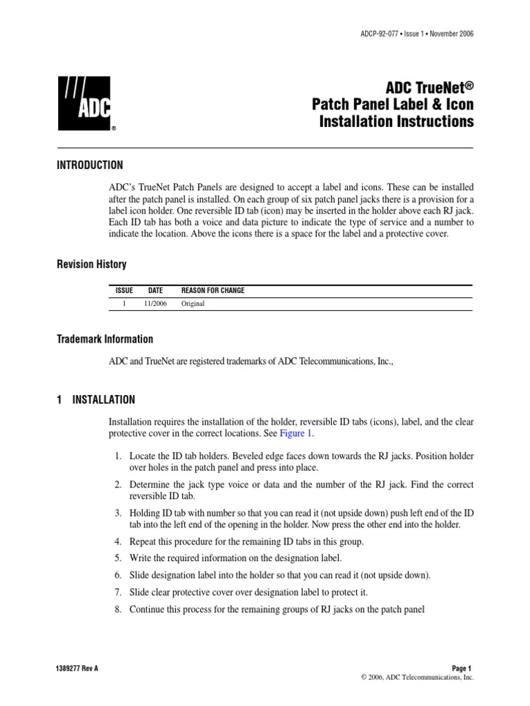 Patch Panel Label And Icon Pdf Computing