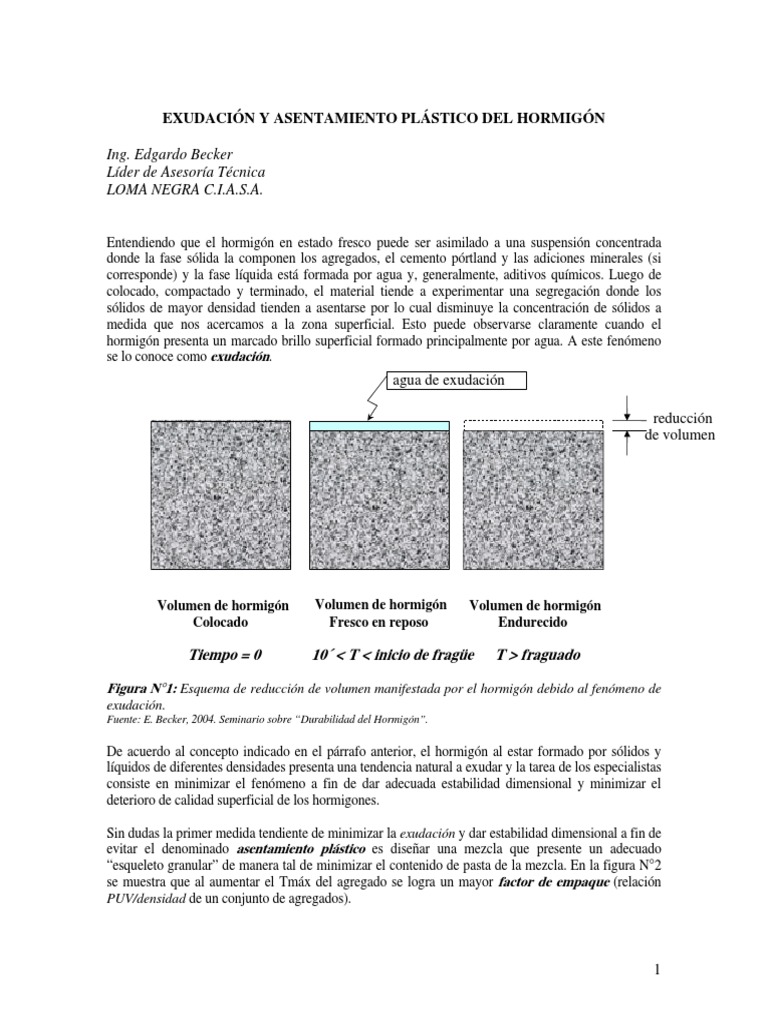 Exudación y Asentamiento Plástico Del Hormigón | PDF | Hormigón | Cemento