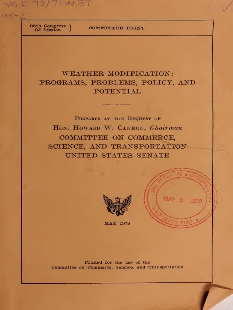 Weather Modification - Programs, Problems, Policy, and Potential (May ...