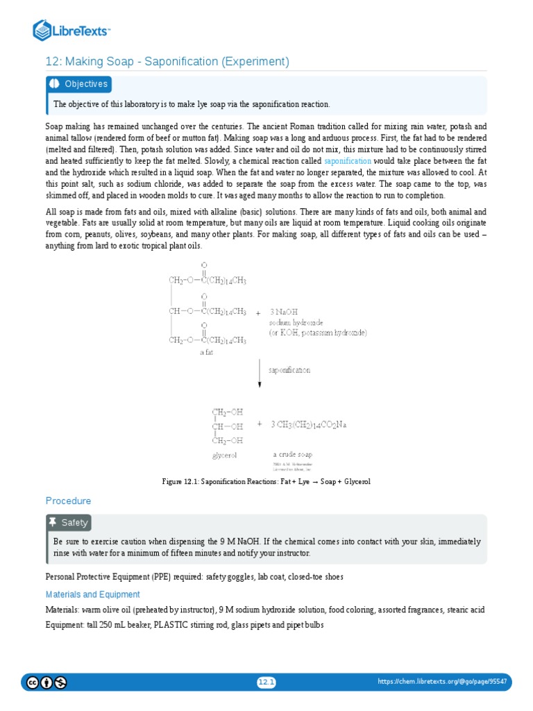 Soap Making via Saponification Experiment | PDF | Soap | Sodium Hydroxide