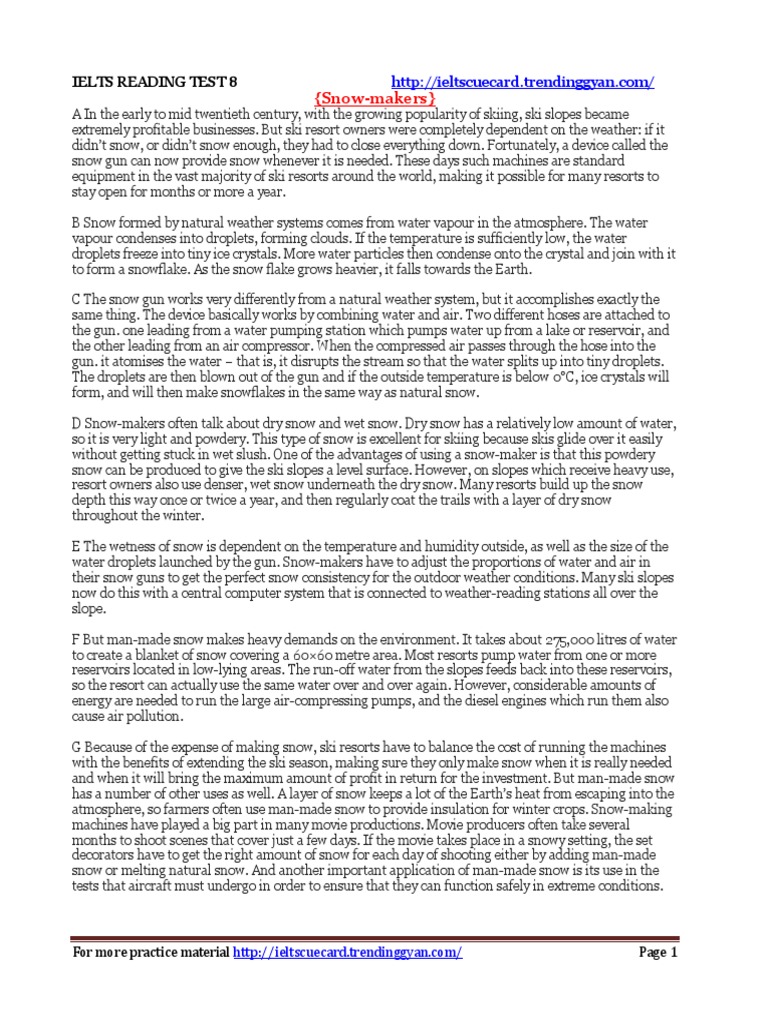 The Snow Centre Ielts Listening Transcript