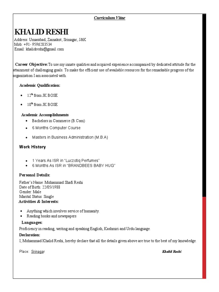 Khalid Reshi Resume | PDF