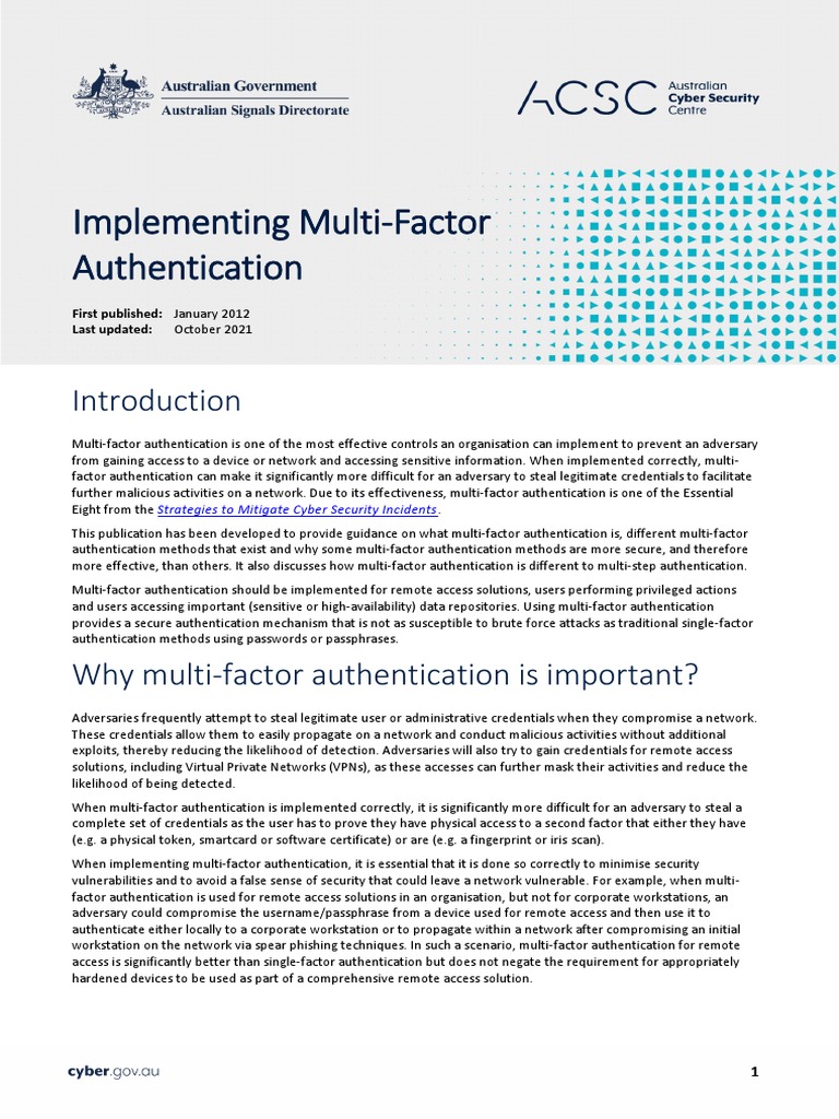 PROTECT - Implementing Multi-Factor Authentication (October 2021) | PDF | Authentication ...