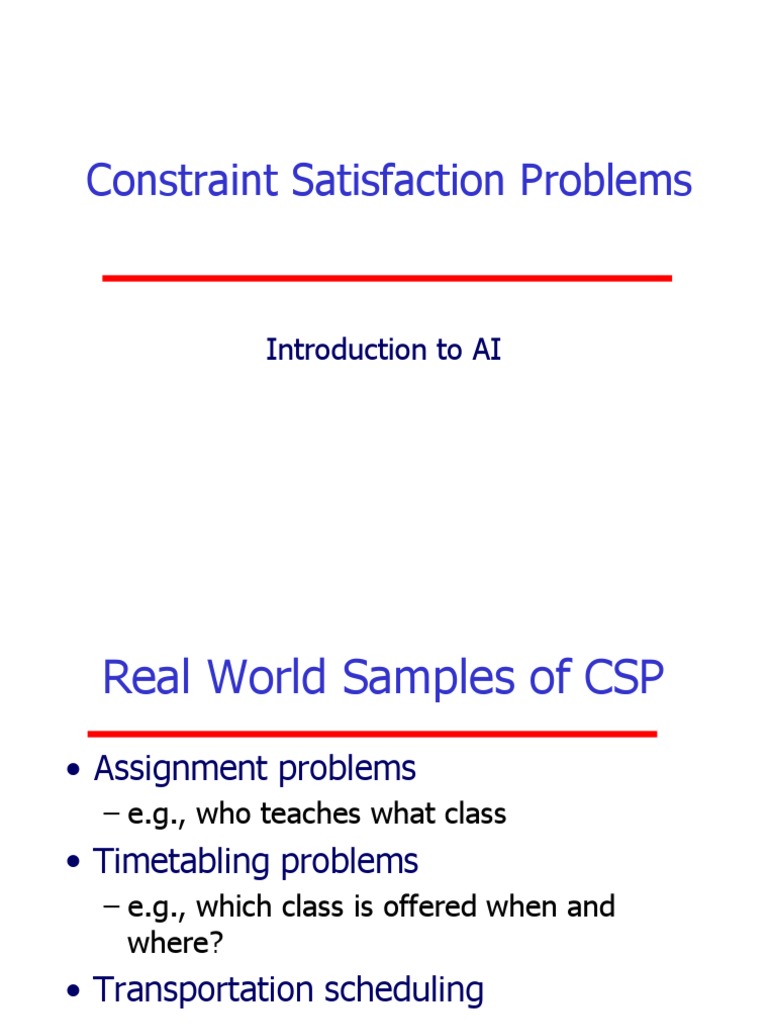 Ai Lect5 CSP | PDF | Theoretical Computer Science | Applied Mathematics