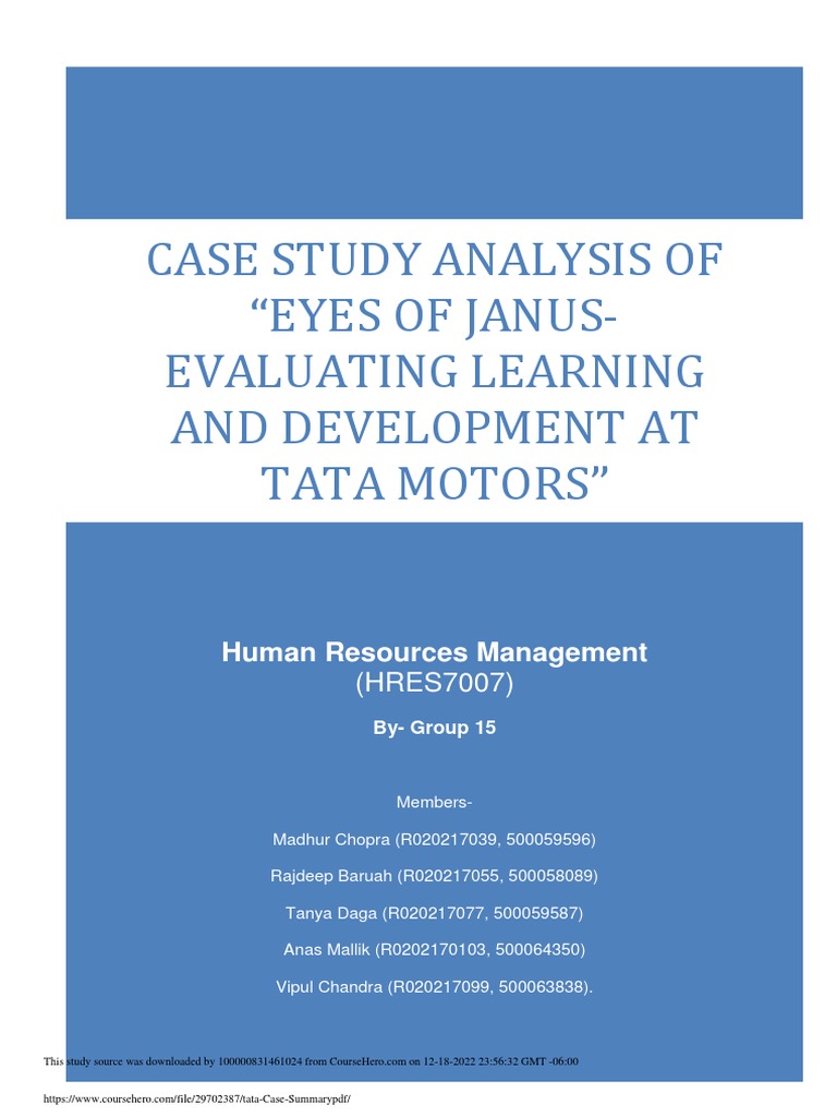 Tata Case Summary PDF | PDF | Evaluation | Investing