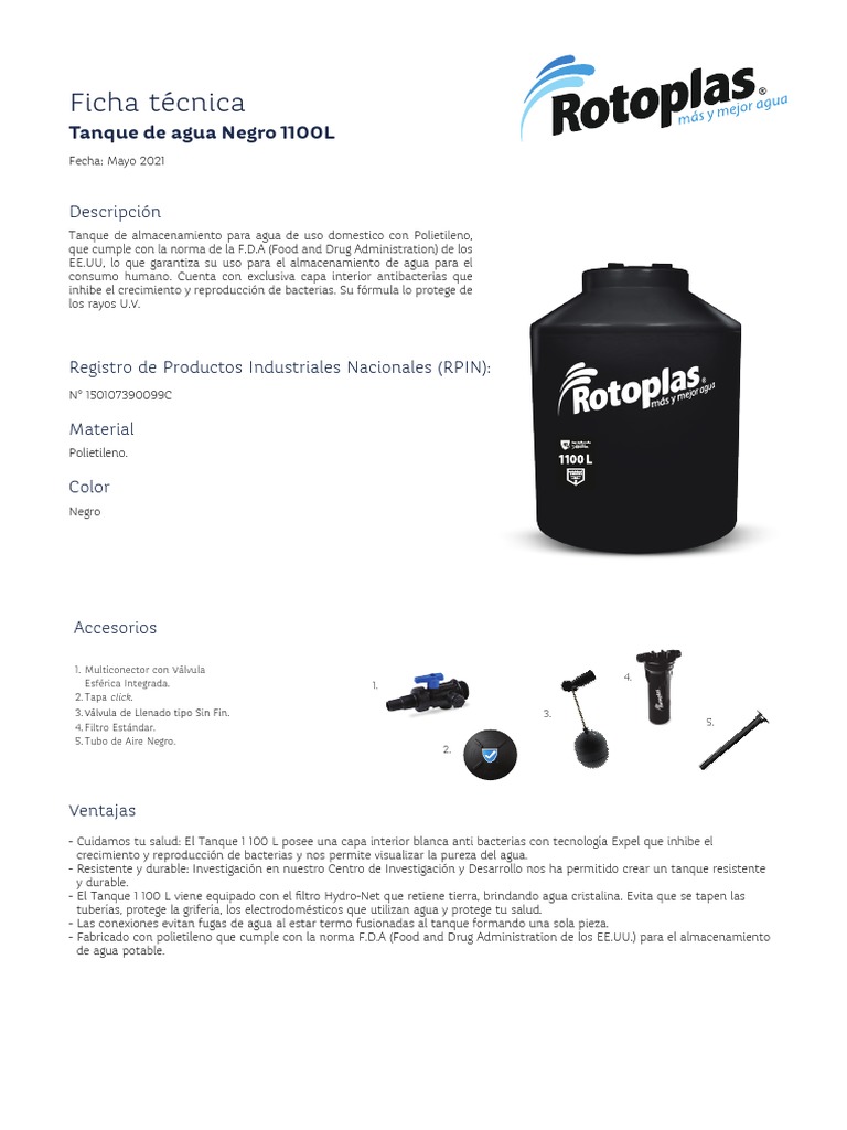 SKU - 500015 - Tanque SIT M Agua Negro 1100 Litros | PDF | Agua