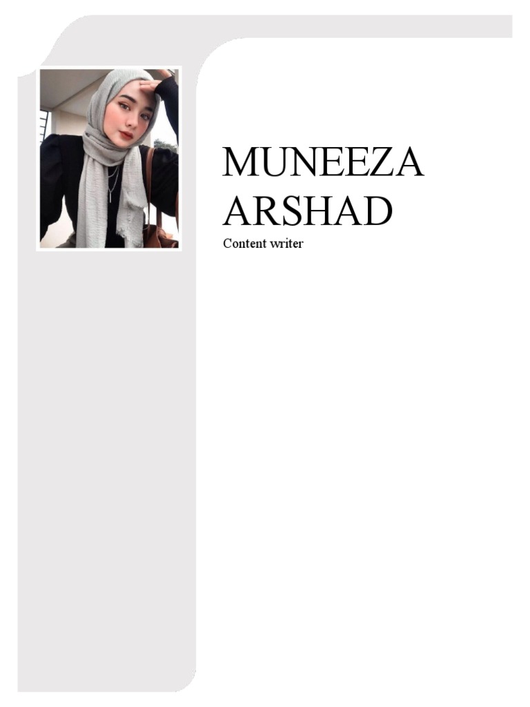 Muneeza Arshad: Content Writer | PDF | Information Technology | Internet