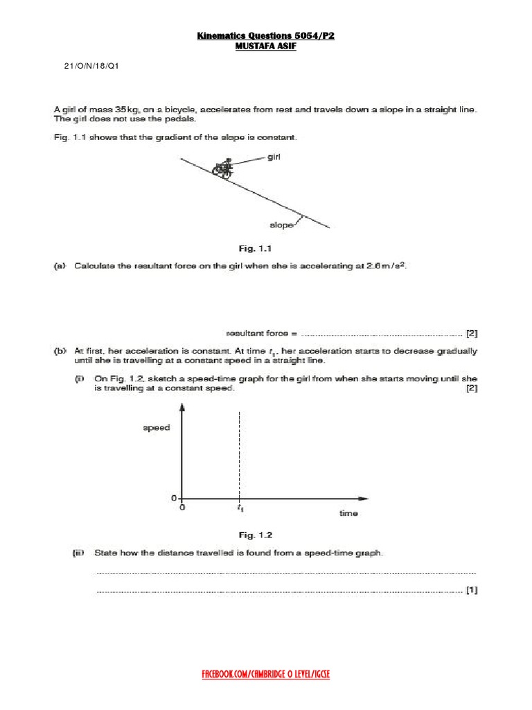 O Level Kinematics Questions & Answers | PDF | Force | Velocity