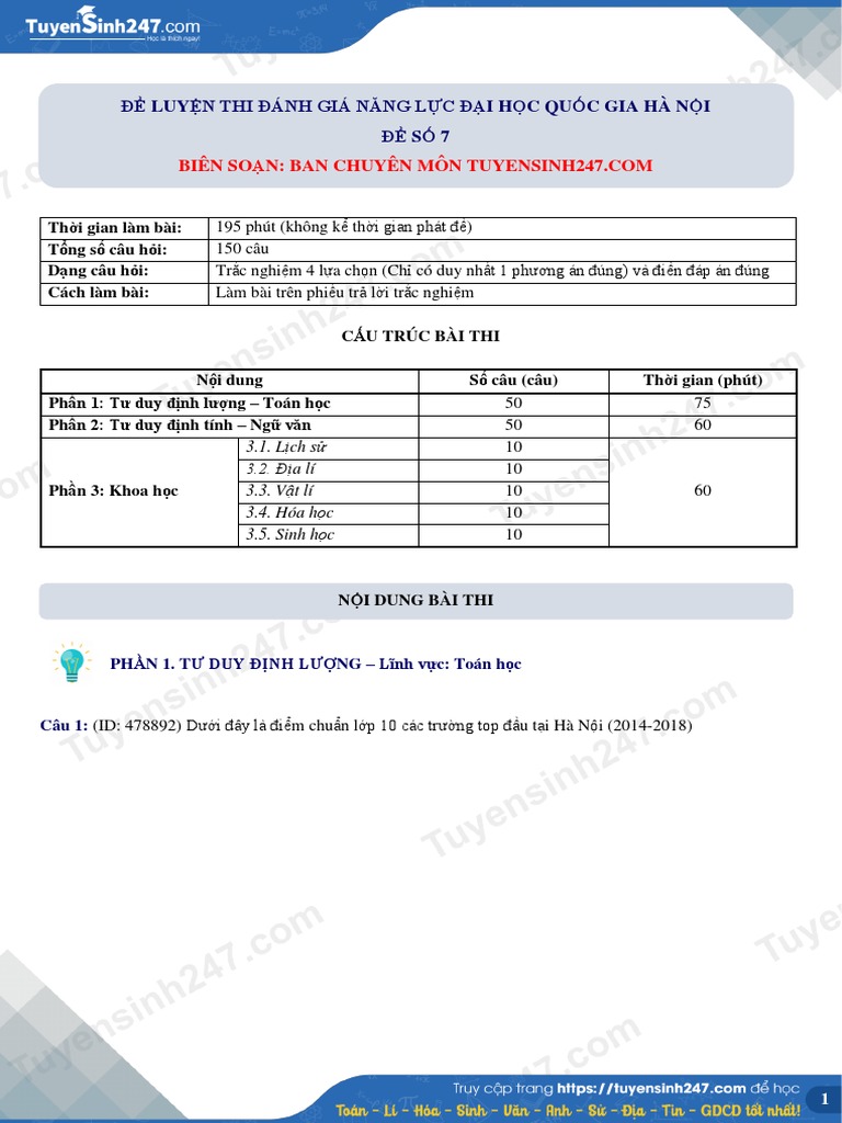 TS247 DT de Luyen Thi DGNL Ha Noi Nam 2022 de So 7 80396 1638154767 | PDF
