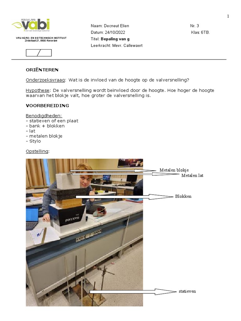 Valversnelling Met Phyphox Verslag | PDF