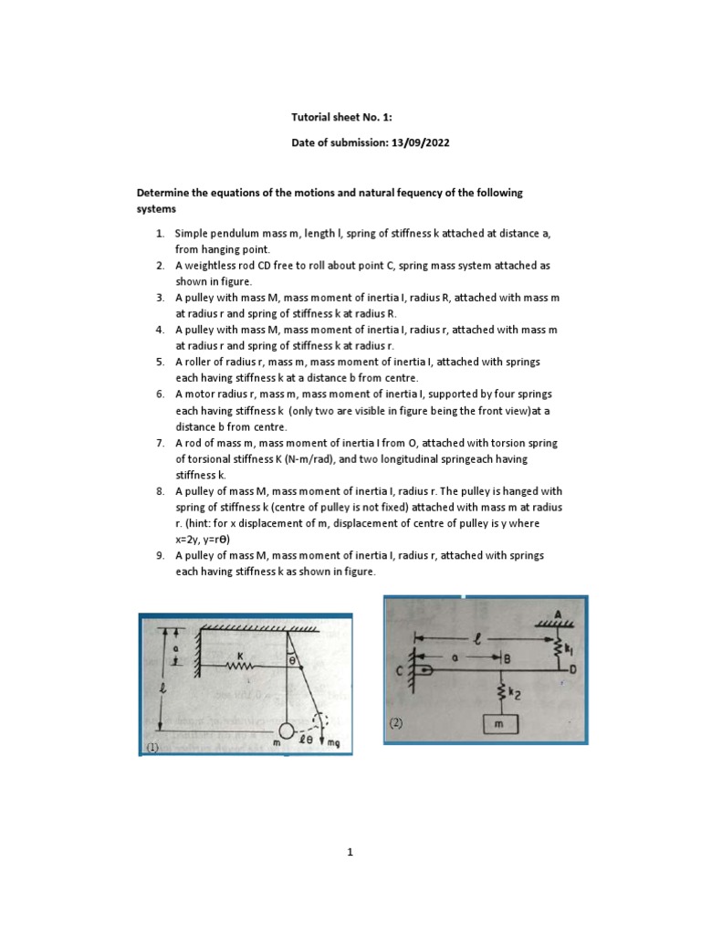 Mech Vibration Tut Sheet 1 Pdf 