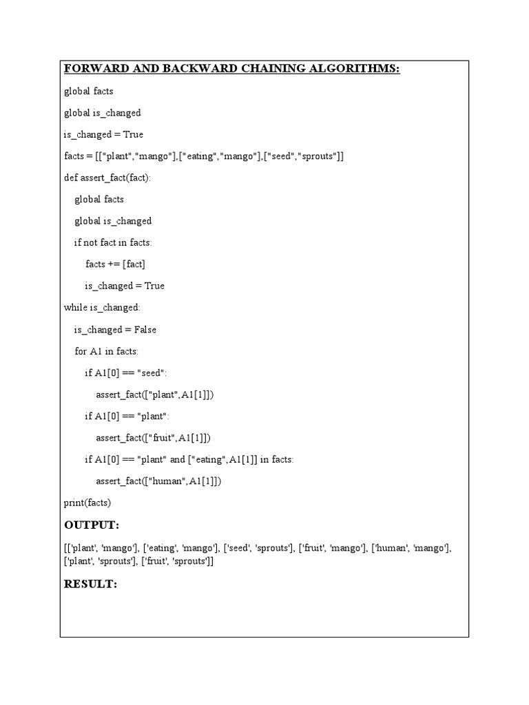 Forward and Backward Chaining Algorithms 2 | PDF