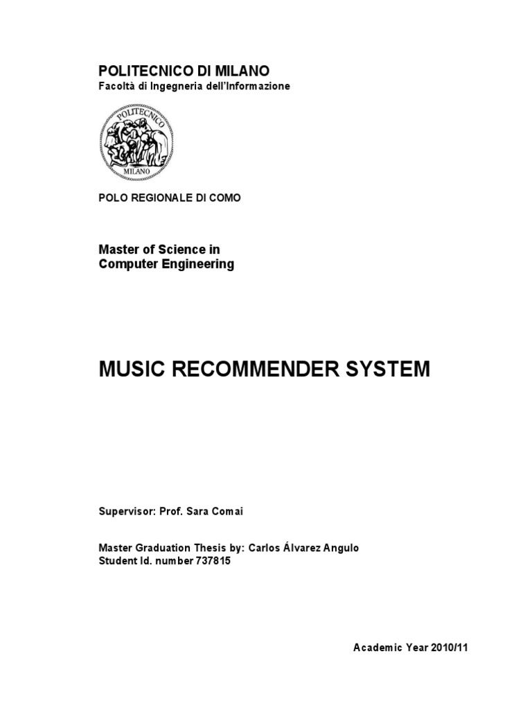 Music Recommender System | PDF | World Wide Web | Internet & Web