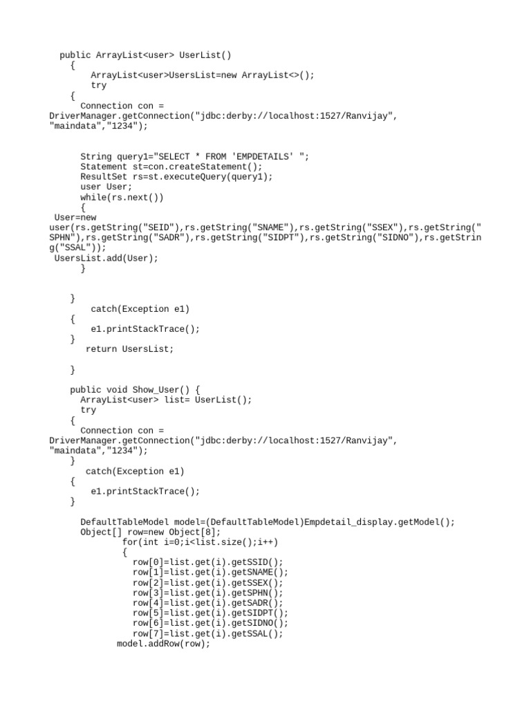 Jtable Display Pdf Computer Programming Object Oriented Programming