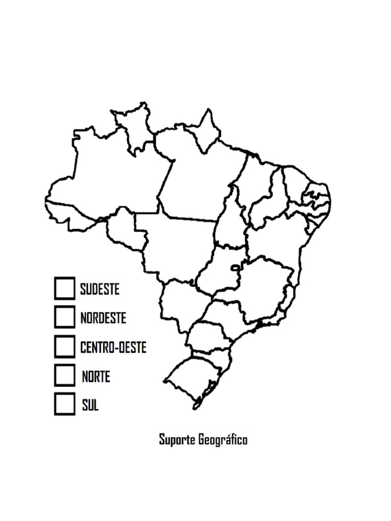 1 Mapa Da Divisão Regional Do Brasil Segundo o IBGE para Colorir | PDF