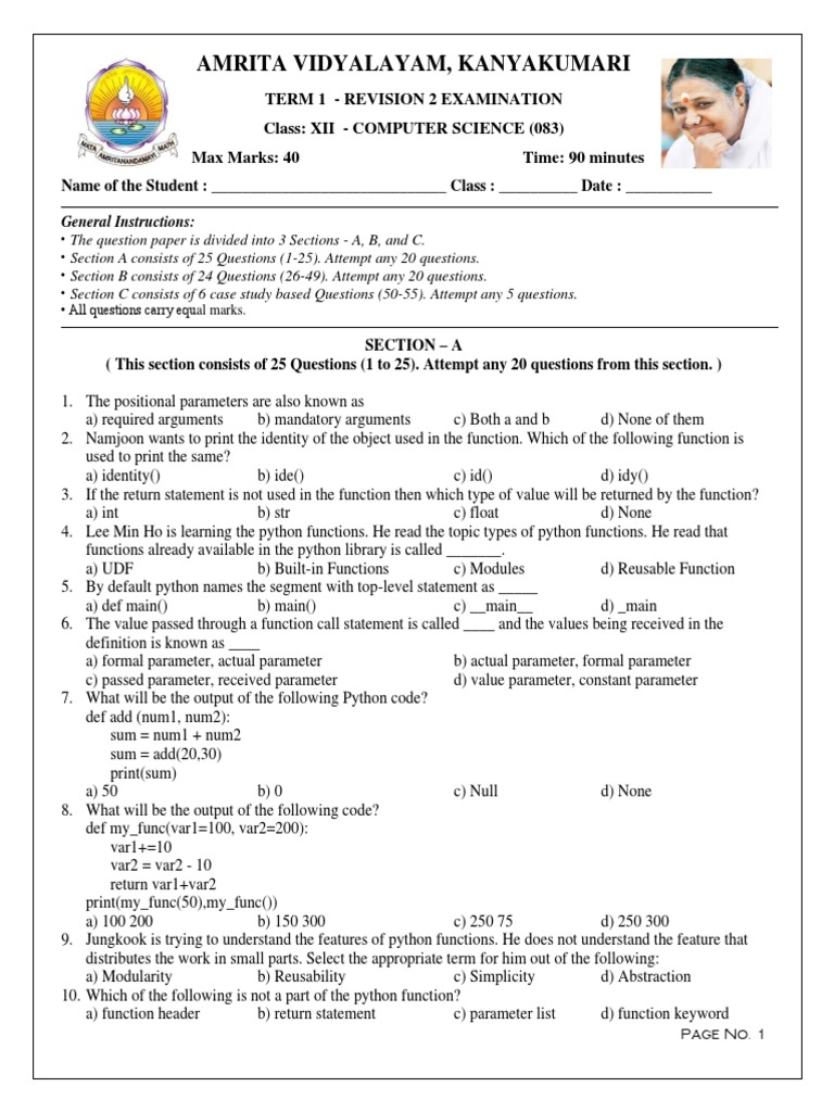 12B - Computer Science - Model 2 - 11 - 11 - 2021 | Download Free PDF | Parameter (Computer ...