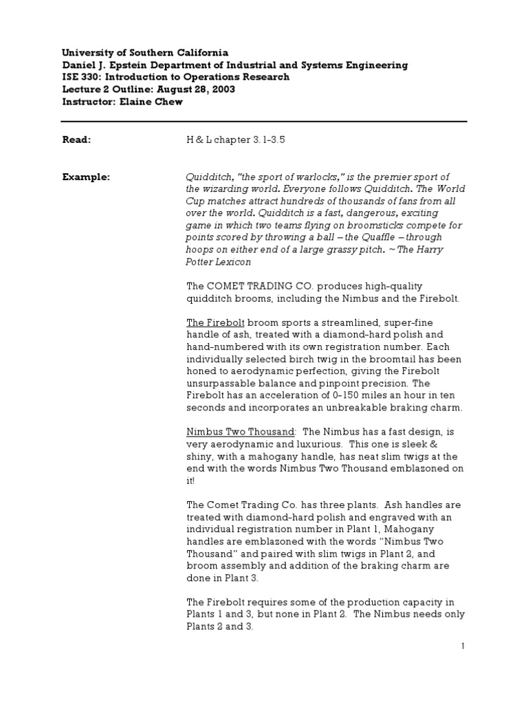 Lecture2 Fall 2003 | PDF | Linear Programming | Areas Of Computer Science