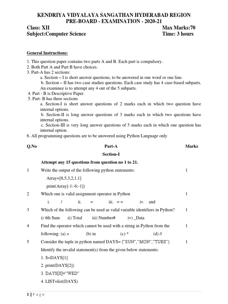 PB QP 12 Cs 2021-Set-1 | PDF | Table (Database) | Sql