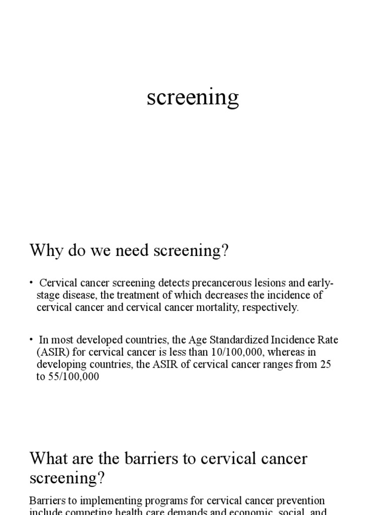 Cervical Cancer Screening Methods and Guidelines | PDF | Cervical ...