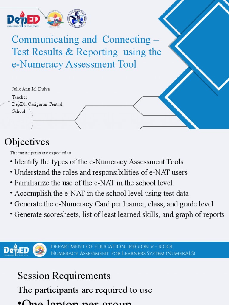 Guiding Teachers and Administrators in Using Data from the e-Numeracy Assessment Tool to Monitor ...