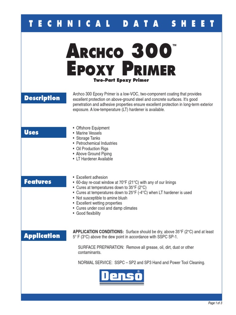 Denso Archco 300 Epoxy Primer | PDF | Epoxy | Paint
