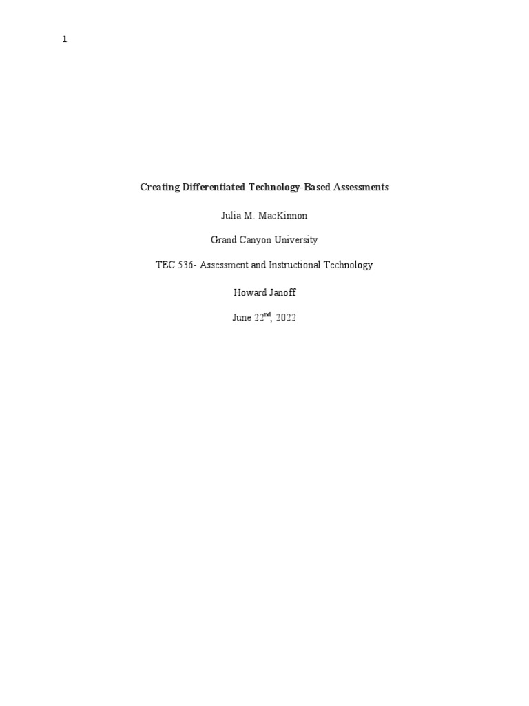 Creating Differentiated Technology-Based Assessments | PDF | Teachers | Cognitive Science