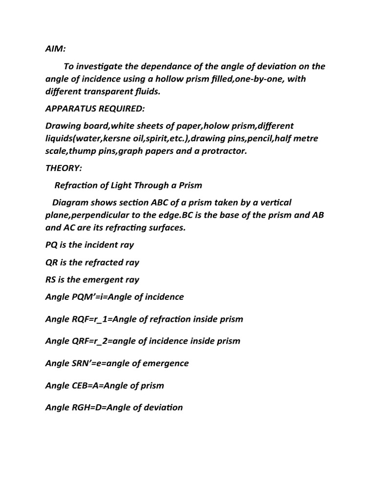 AIM | PDF | Angle | Refraction