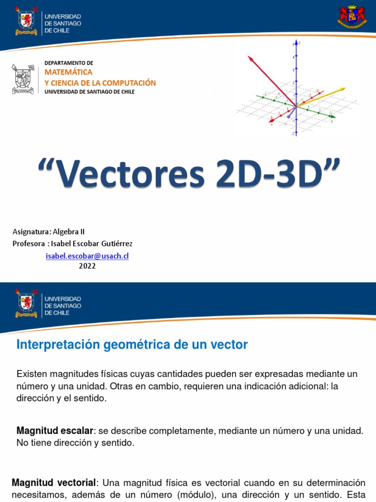 Presentación 6 - Vectores 2D y 3D | PDF | Vector Euclidiano | Espacio vectorial