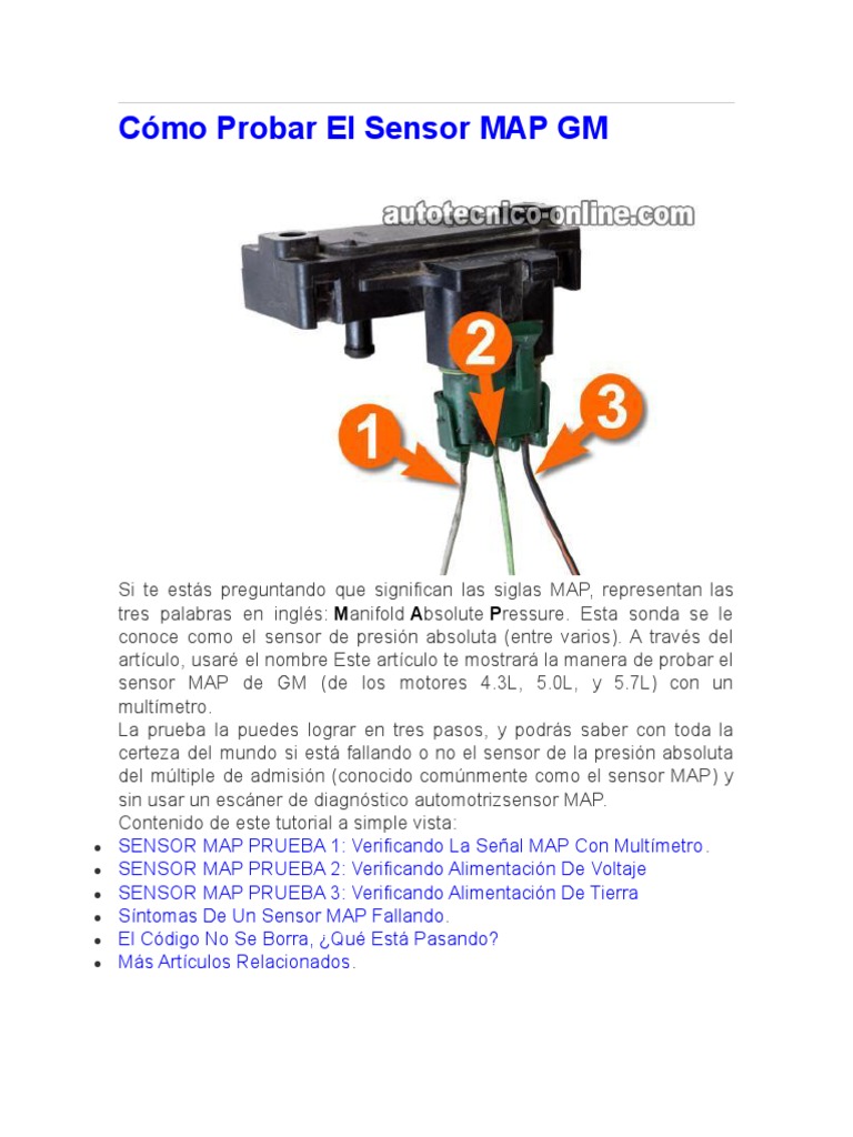 Cómo Probar El Sensor MAP | PDF | Inyección de combustible | Electrónica