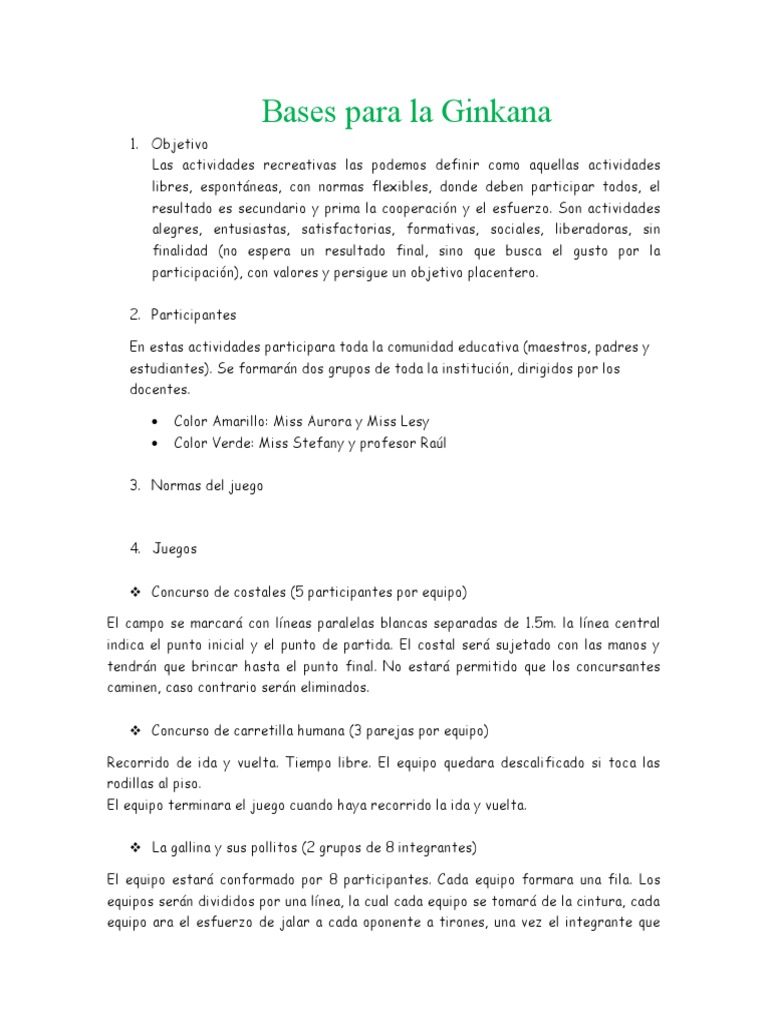 Bases para La Ginkana | PDF | Estilo de vida