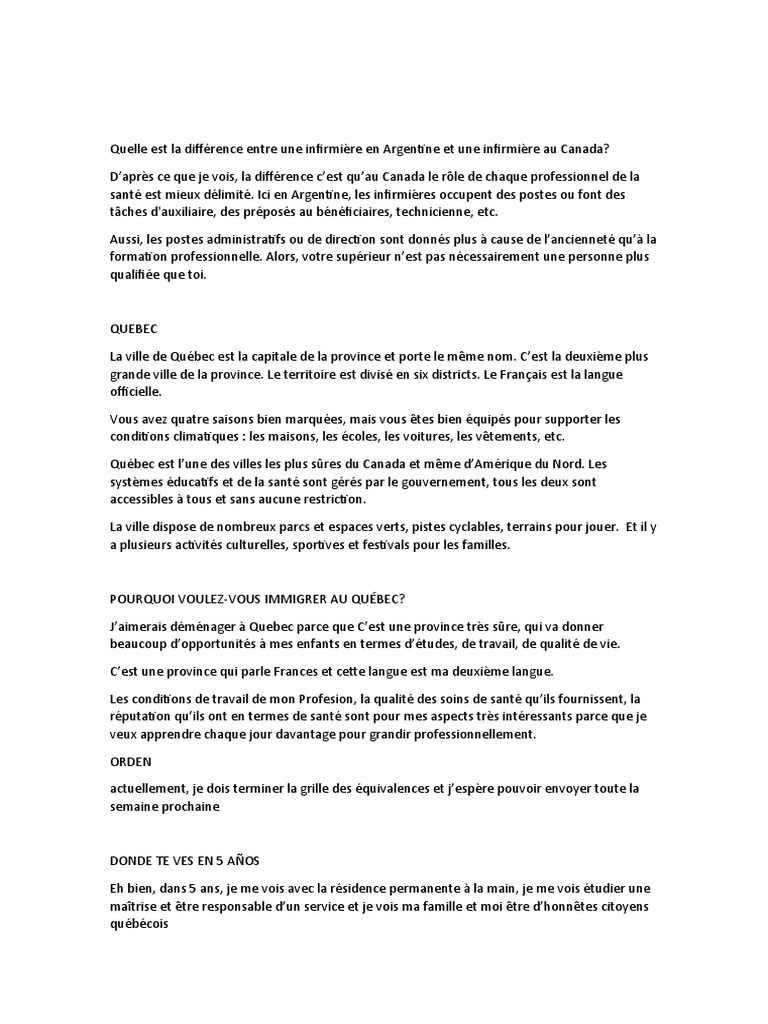 Infirmières : Argentine vs Canada | PDF