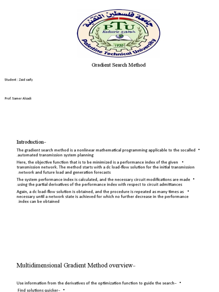 Gradient Search Method | PDF