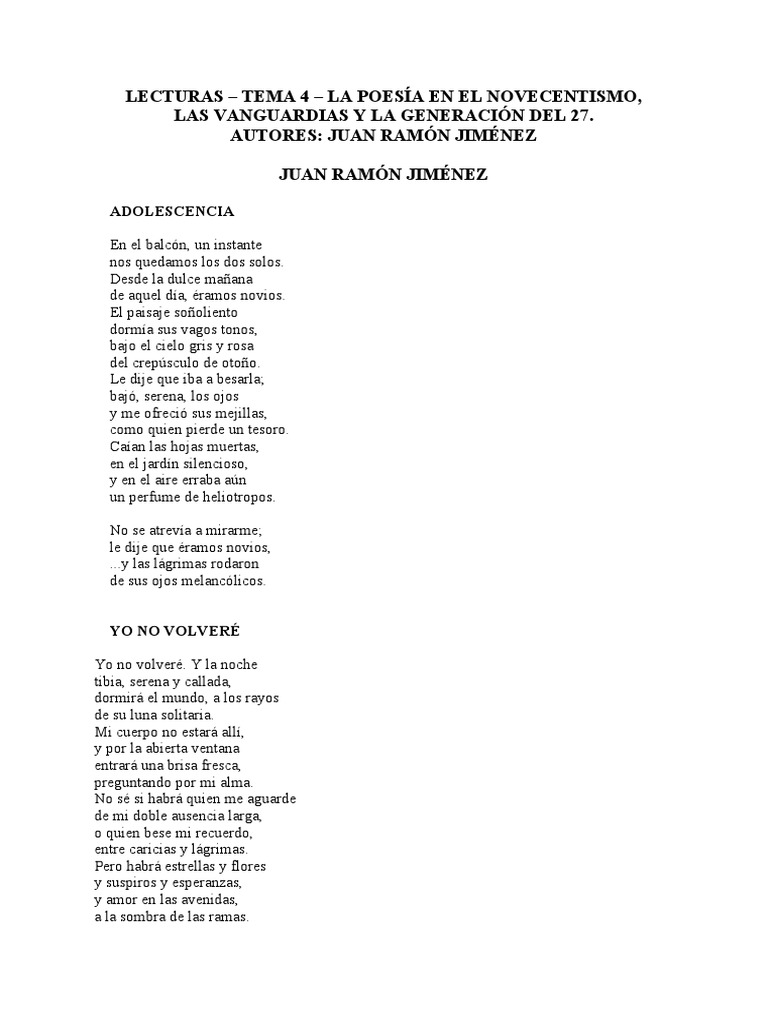Lecturas Tema 4 La Poesía En El Novecentismo Vanguardias Y