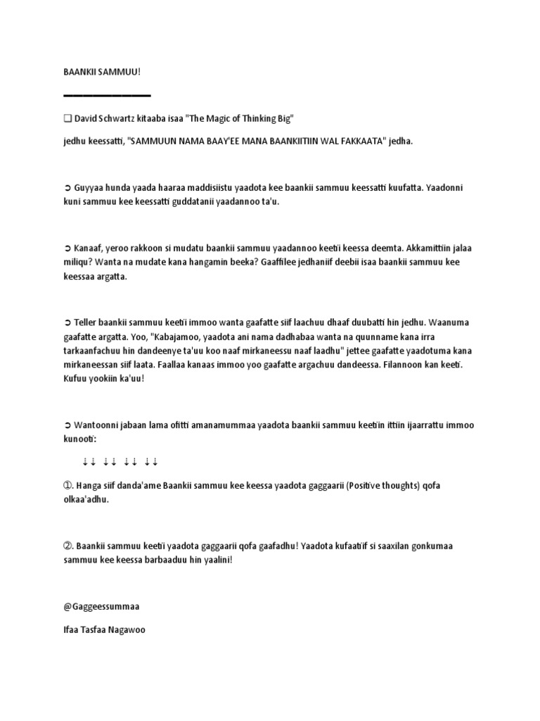 Baankii Sammuu! | PDF