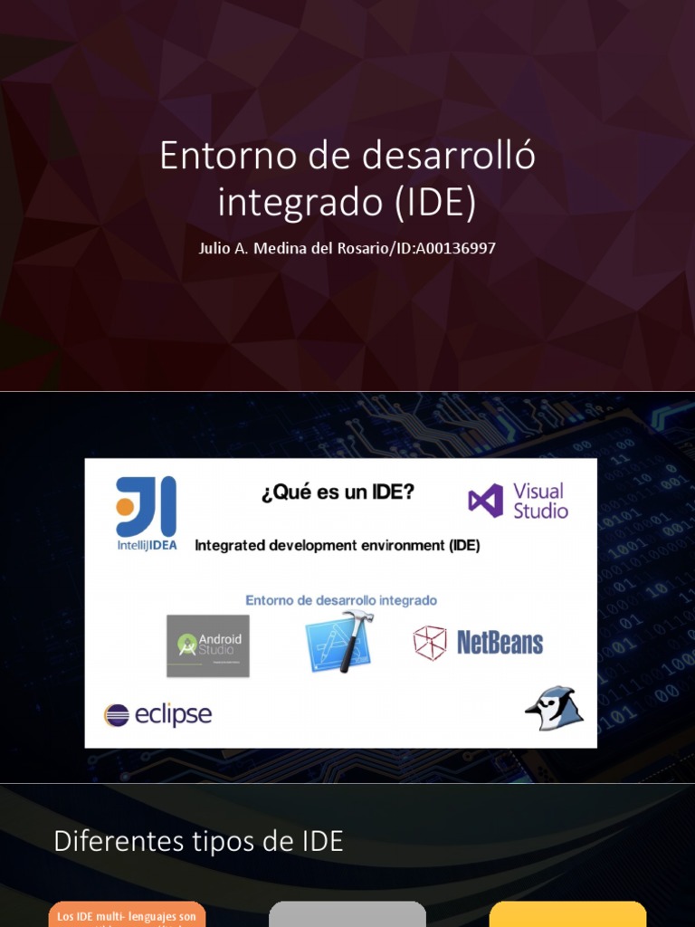 Tipos y Ventajas de IDEs Populares | PDF | Entorno de desarrollo integrado | Lenguaje de ...