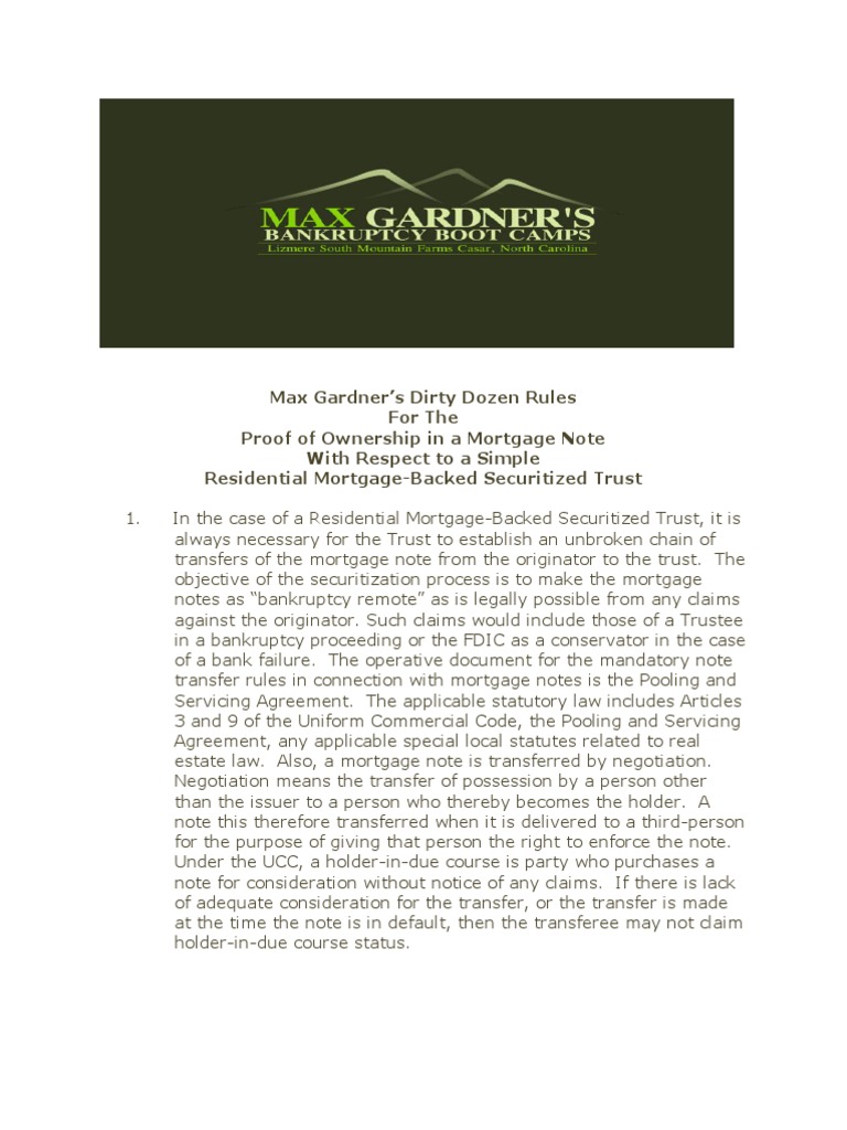 Proof of Ownership in A Mortgage Note 2008 From Max | PDF | Deed Of ...