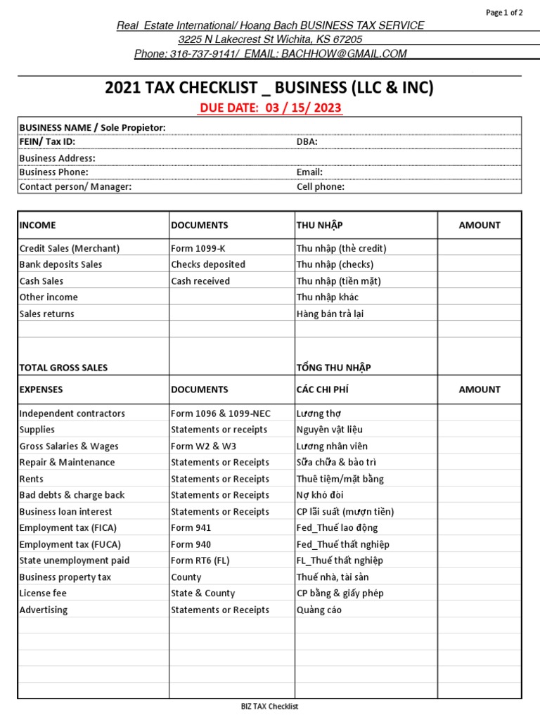 2021 - LLC - Incorporation Check List. | PDF