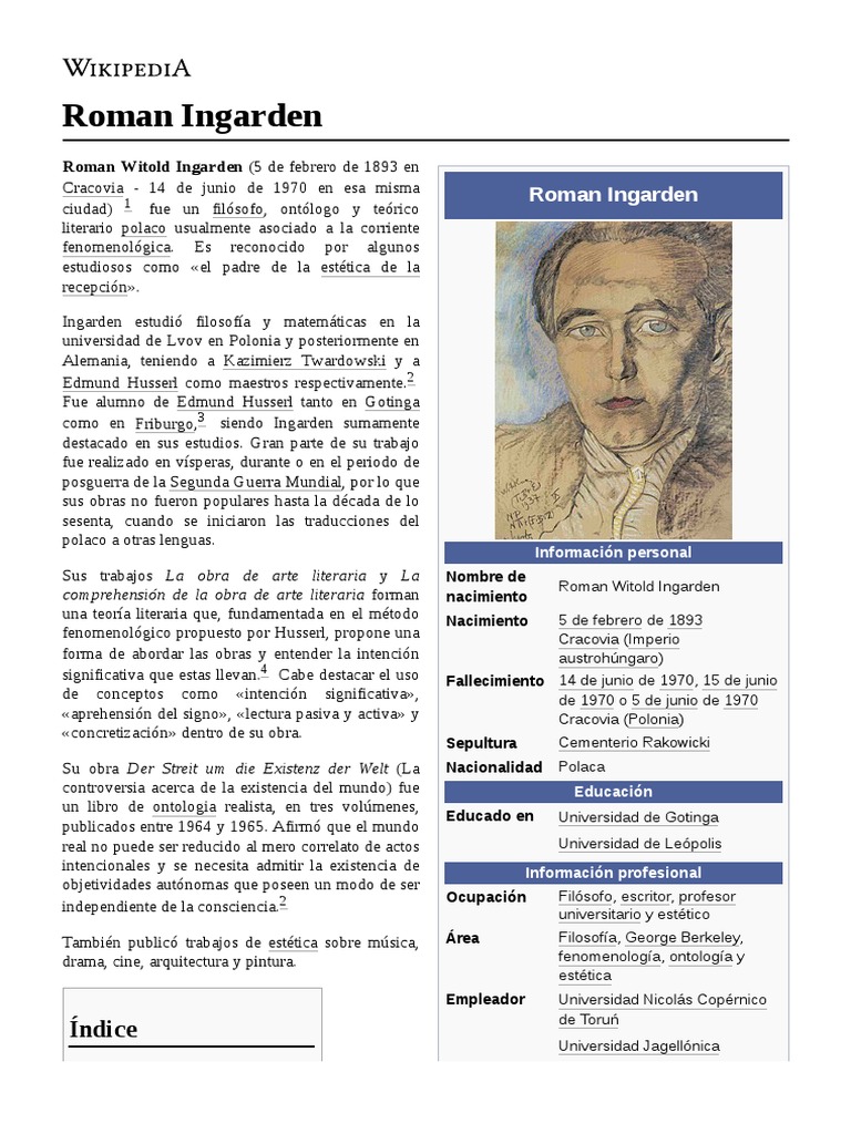 Roman Ingarden | PDF | Metafísica | Las artes