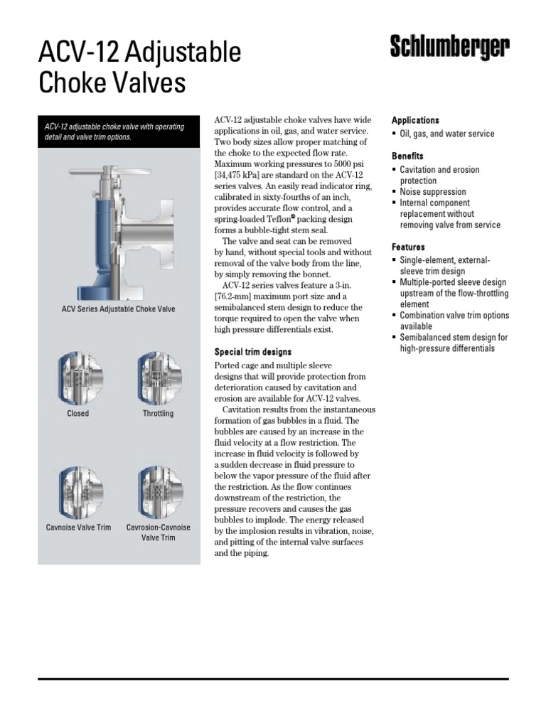 CHOKE Valve - Acv12 | PDF | Valve | Gases