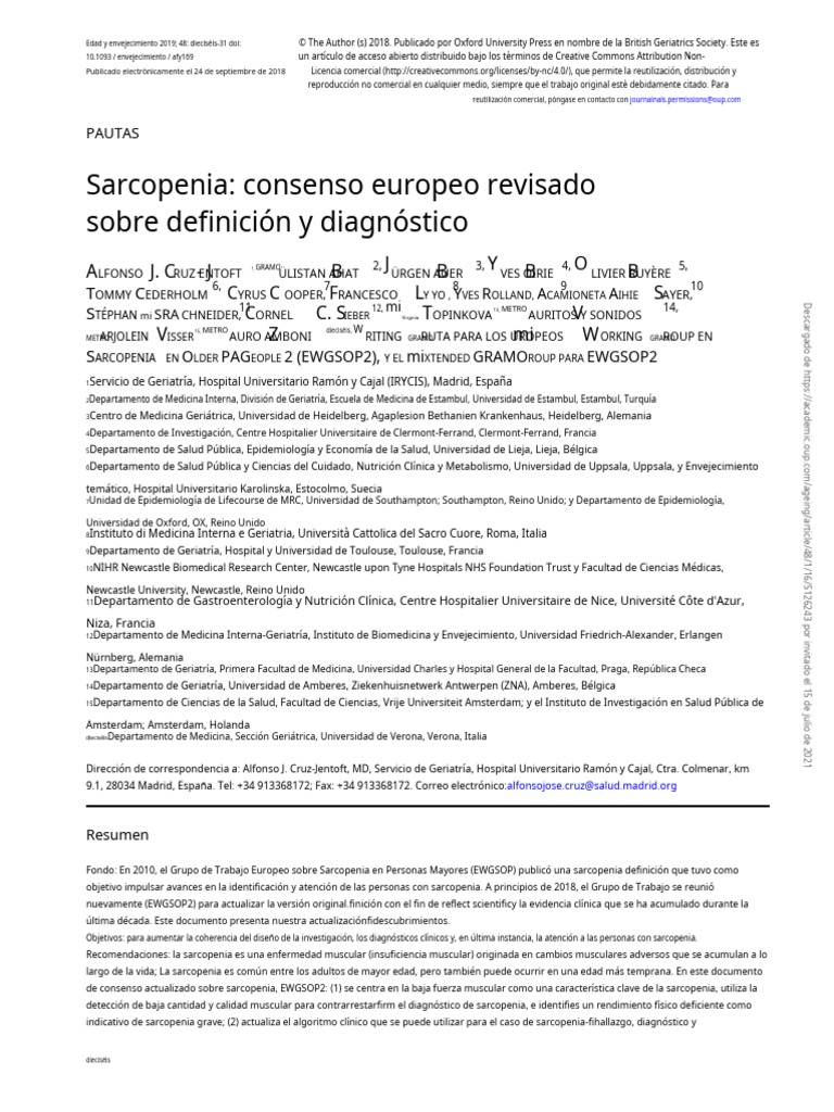 Sarcopenia Revised European Consensus On Definition (1) - 000 | PDF ...