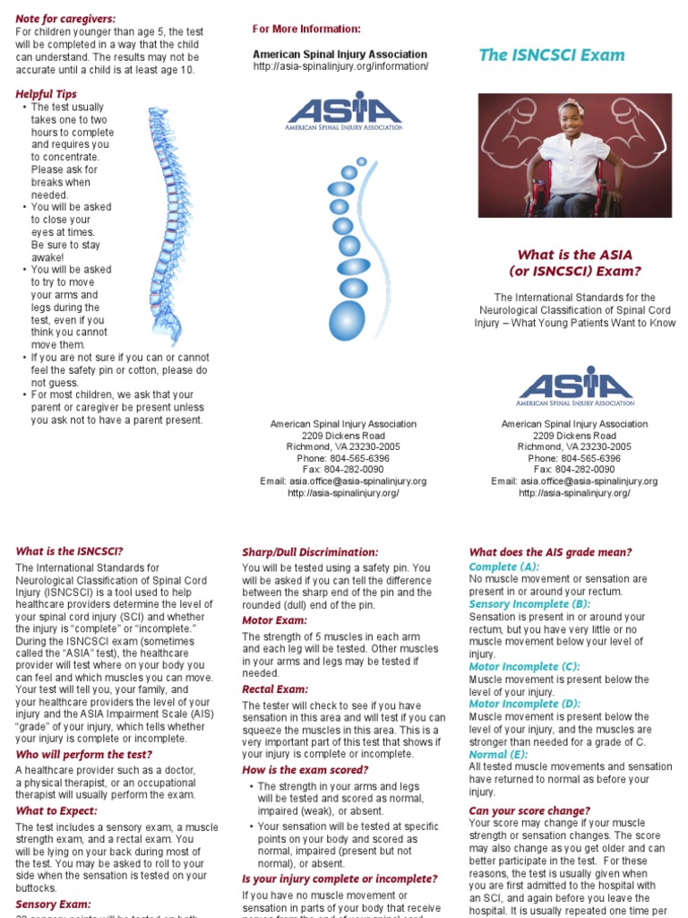 Understanding the ASIA Exam for Kids | PDF | Spinal Cord Injury ...